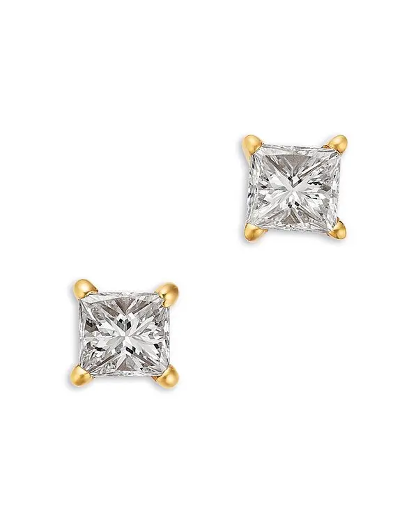 Bloomingdale'S Diamond Princess Cut Stud Earrings In 14k Yellow - Gold
