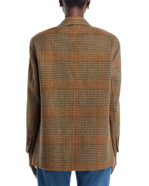 Theory Oversized Blazer In Plaid Wool-cashmere