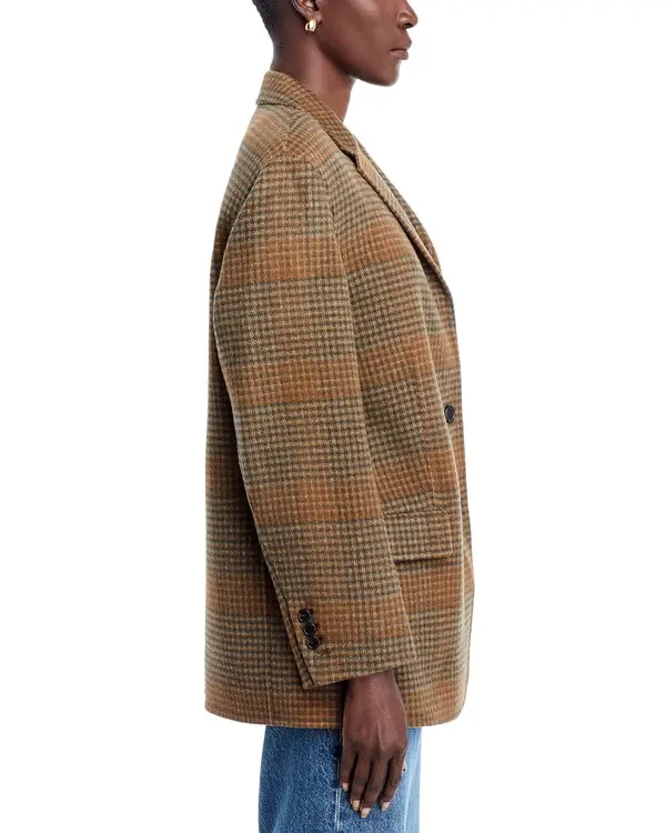Theory Oversized Blazer In Plaid Wool-cashmere