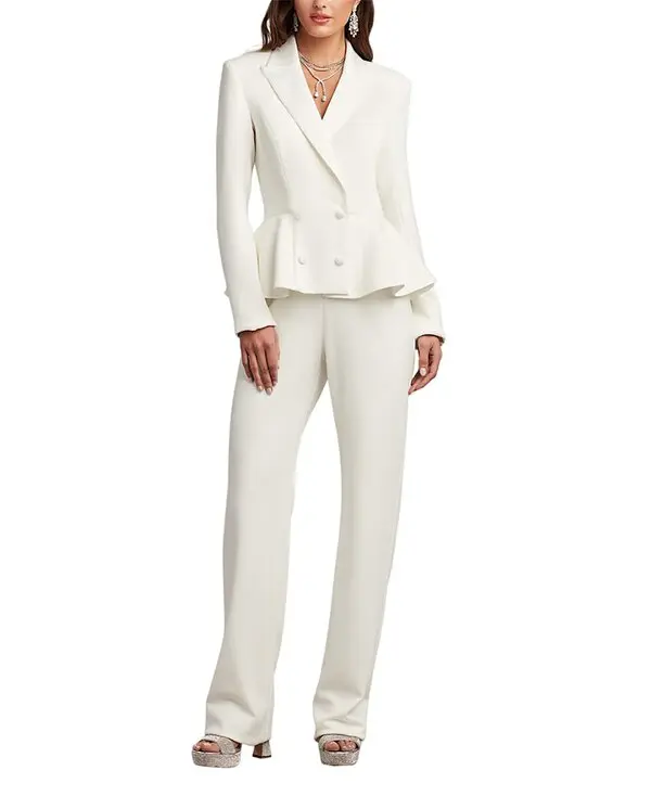 Tadashi Shoji Gilles Peplum Tuxedo Bridal Jumpsuit - Ivory