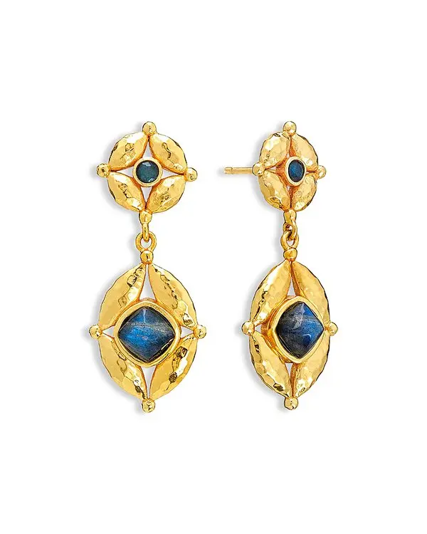 CAPUCINE DE WULF Green Onyx Mystic Eye Drop Earrings - Blue/gold