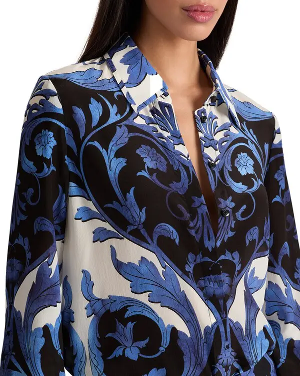 Alice + Olivia Willa Silk Printed Blouse - Regal Retreat