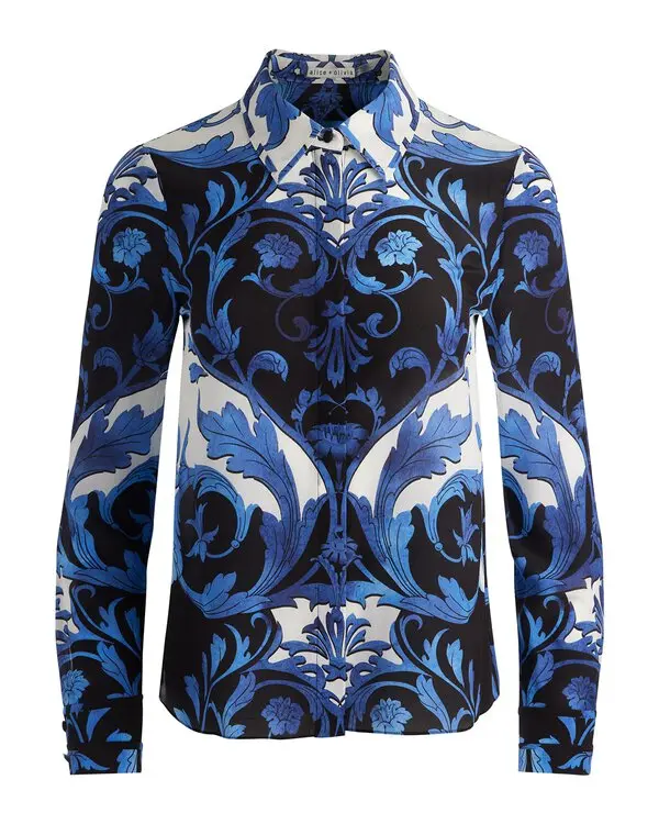 Alice + Olivia Willa Silk Printed Blouse - Regal Retreat