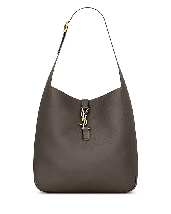 Saint Laurent Le 5 A 7 Large Hobo Bag In Smooth Leather - Urban Grey