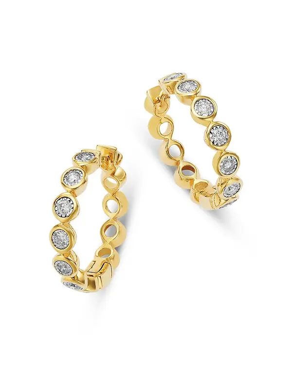 Bloomingdale'S Diamond And 14k Gold Small Hoop Earrings - Yellow Gold