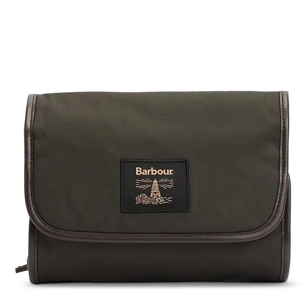 Barbour Wax Hanging Washbag - Olive/beacon