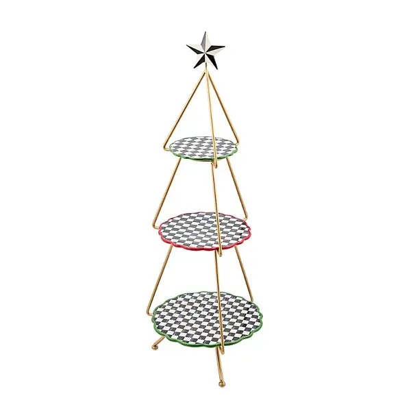 MACKENZIE-CHILDS Check It Out Tree Tiered Plate Stand - No Color