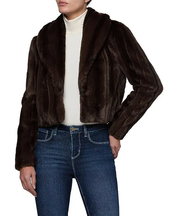 L'Agence Davy Faux Fur Jacket - Dark Java