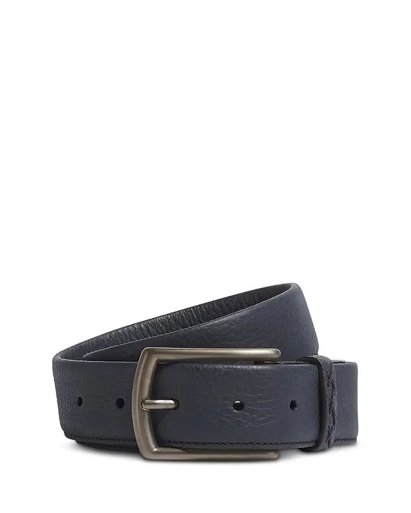 Zegna Grained Leather Belt - Navy Blue