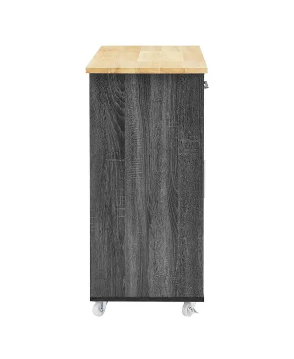 MODWAY Culinary Kitchen Cart With Towel Bar - Charcoal Natural