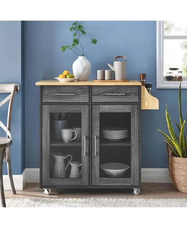 MODWAY Cuisine Kitchen Cart - Charcoal Natural