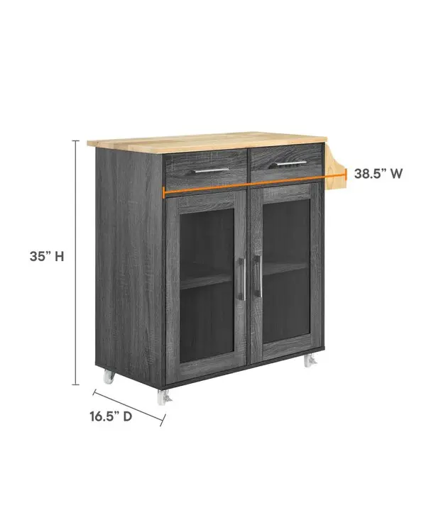 MODWAY Cuisine Kitchen Cart - Charcoal Natural