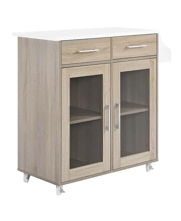 MODWAY Cuisine Kitchen Cart - Oak White