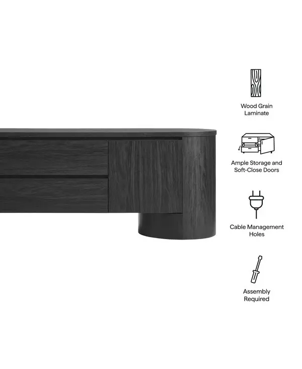 MODWAY Duval 71 Inch Oval Tv Cabinet - Black