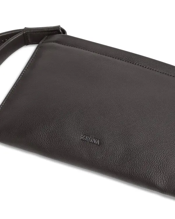 Zegna Secondskin Leather Pouch - Dark Brown