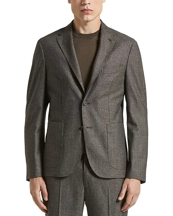 Peserico Textured Wool Jacket - Bark Brown
