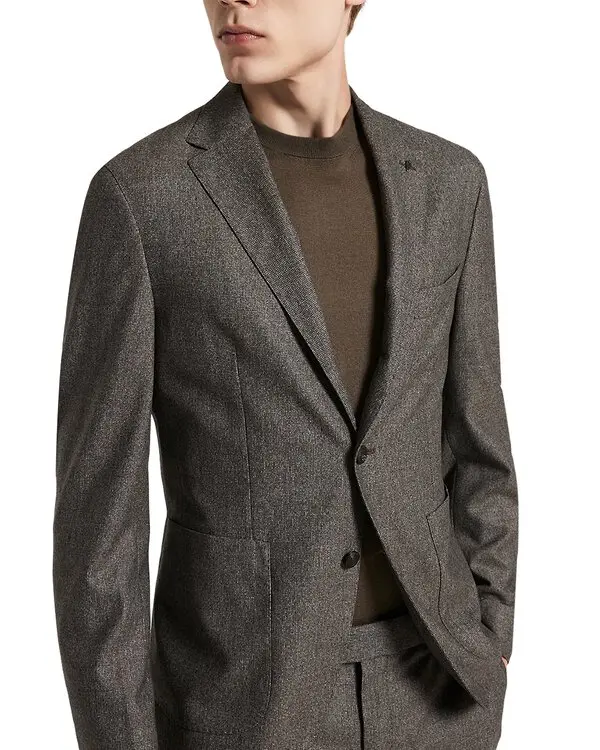 Peserico Textured Wool Jacket - Bark Brown