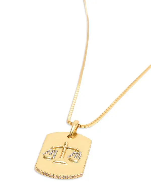 Maje Zodiac Dog Tag Pendant Necklace - Libra