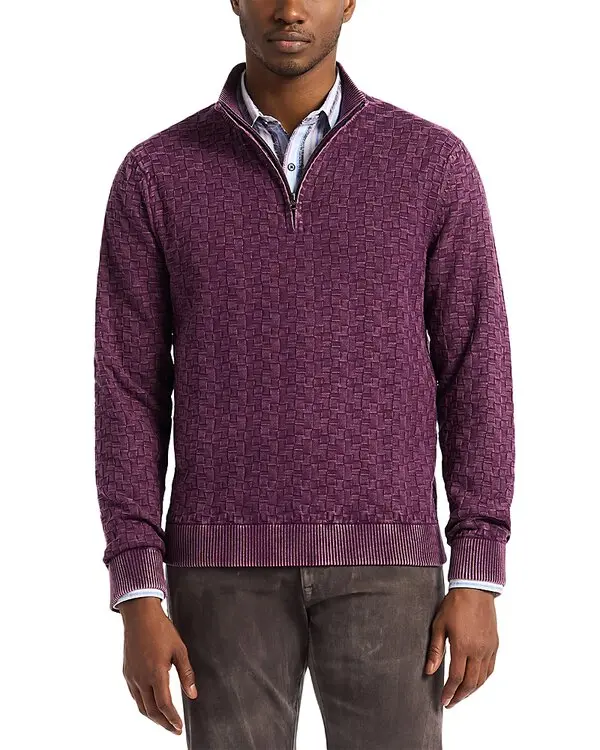 Robert Graham Aubin Quarter Zip Sweater - Dark Purple