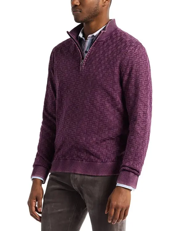 Robert Graham Aubin Quarter Zip Sweater - Dark Purple