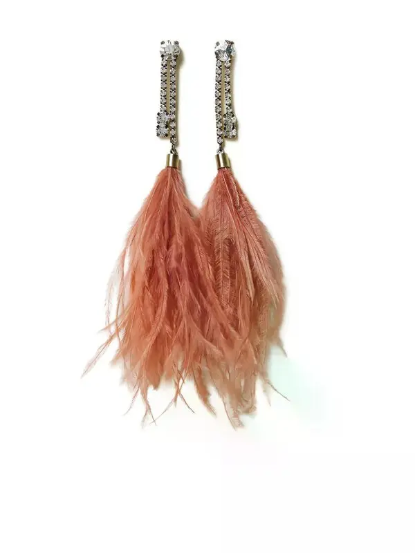 TWINSET Crystal-embellished Feather Drop Earrings - Gold