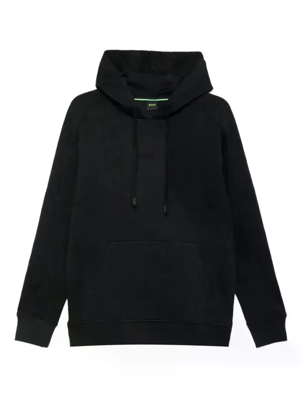 BOSS Patterned Jacquard Hoodie - Black