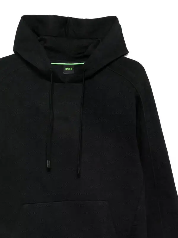 BOSS Patterned Jacquard Hoodie - Black