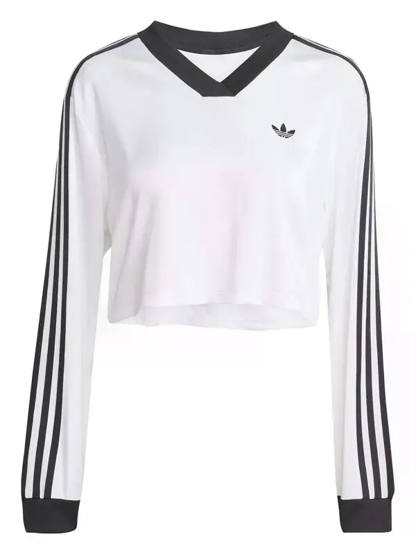 Adidas Three-stripe V-neck Top - White