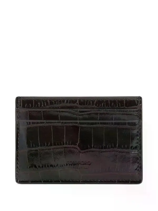 TOM FORD Crocodile-embossed Cardholder - Brown
