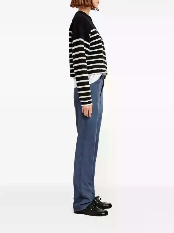 Proenza Schouler White Label Striped Cropped Sweater - Black