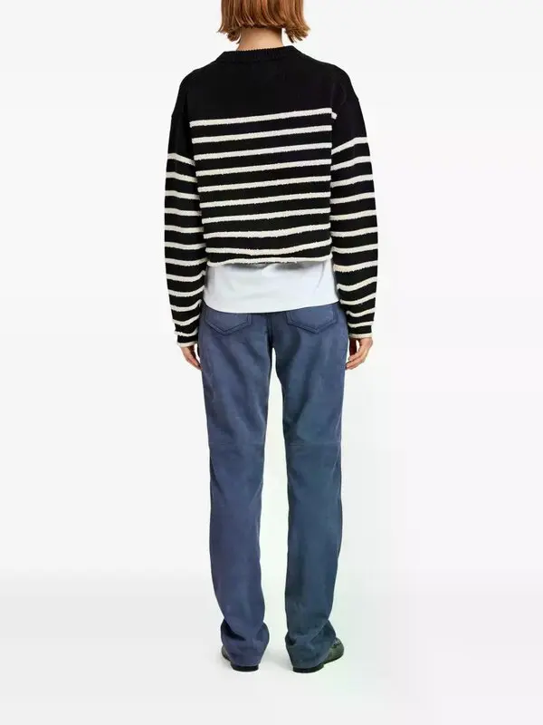 Proenza Schouler White Label Striped Cropped Sweater - Black