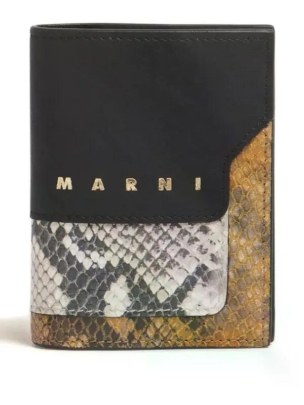 Marni Leather Python-print Bifold Wallet - Black