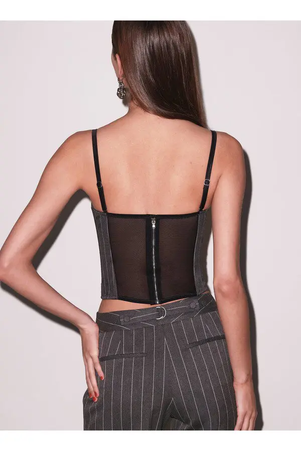 Fleur Du Mal Maxwell Pinstripe Bustier