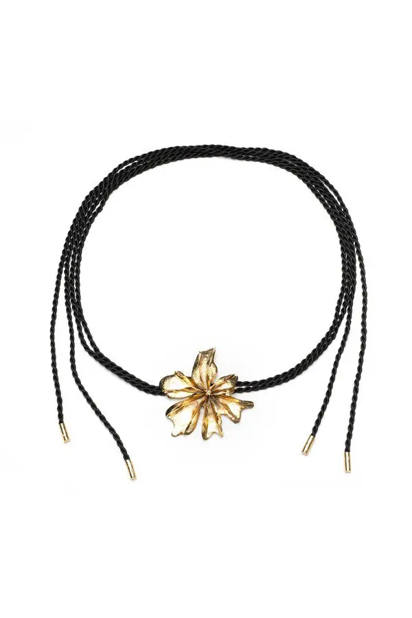 Natori Plated Brass Floral Pendant Belt - Gold