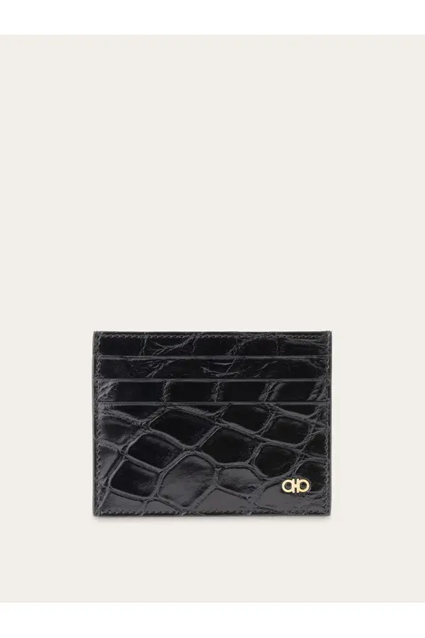 FERRAGAMO Gancini Credit Card Holder - Black