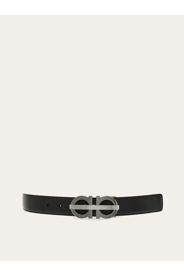 FERRAGAMO Reversible And Adjustable Gancini Belt - Black