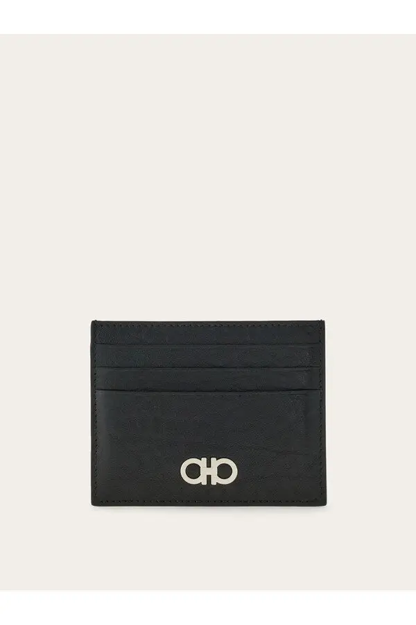 FERRAGAMO Gancini Credit Card Holder - Black