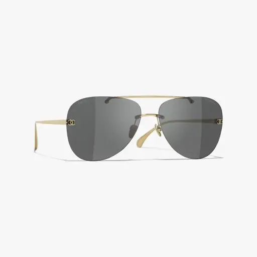 Chanel Pilot Sunglasses - Light Gold