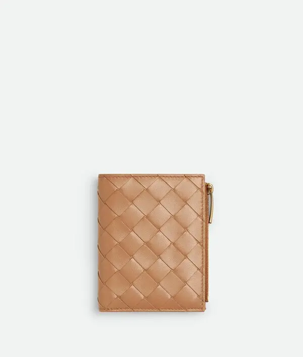 BOTTEGA  VENETA Intrecciato Small Bi-fold Wallet - Pale Brown