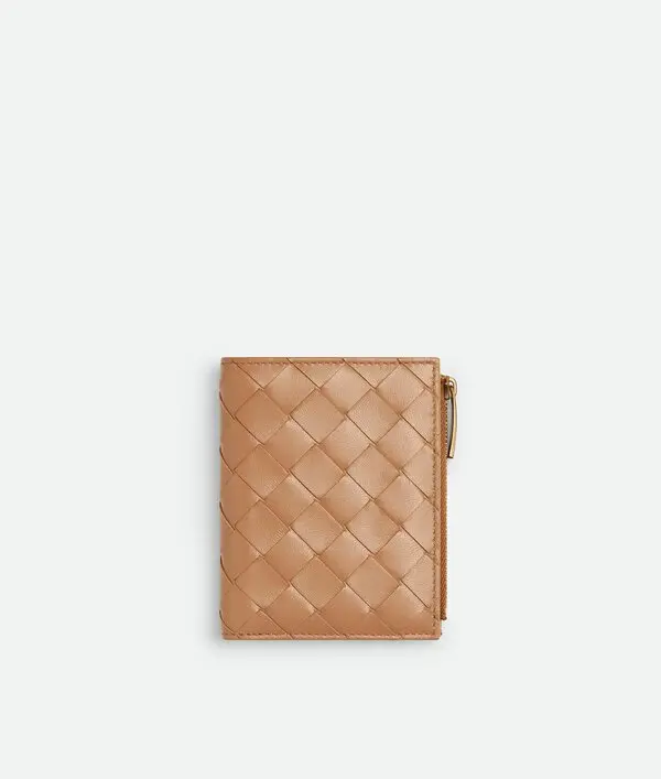 Bottega Veneta Intrecciato Small Bi-fold Wallet - Pale Brown