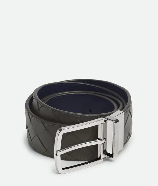 BOTTEGA  VENETA Intrecciato Reversible Belt - Graphite/nocturnal