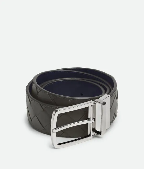 Bottega Veneta Intrecciato Reversible Belt - Graphite/nocturnal