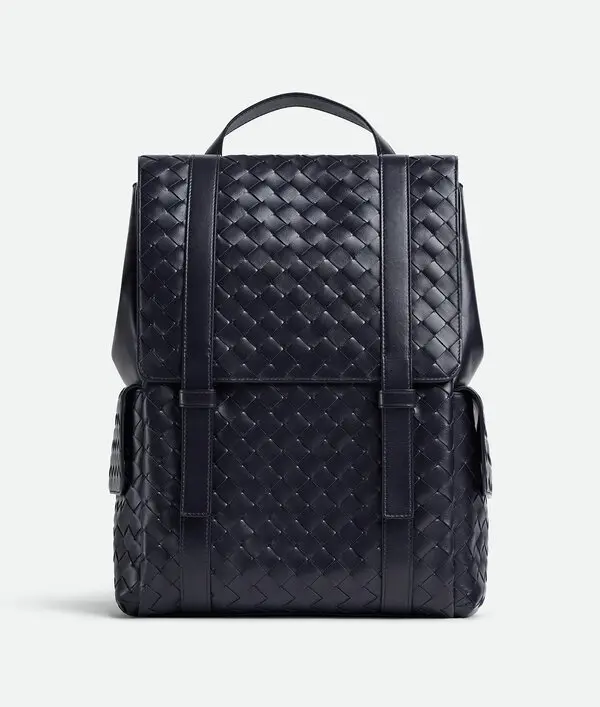 BOTTEGA  VENETA Intrecciato Leather Backpack - Nocturnal