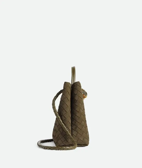 Bottega Veneta Intrecciato Suede Andiamo Top Handle Bag - Mud