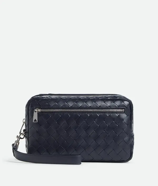 BOTTEGA  VENETA Intrecciato Leather Pouch With Wristlet - Nocturnal