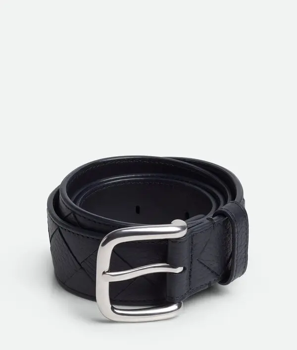 BOTTEGA  VENETA Bottega Veneta Intrecciato Leather Belt - Nocturnal