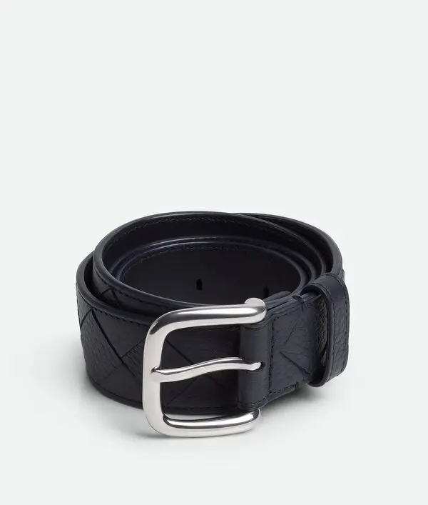 Bottega Veneta Intrecciato Calfskin Leather Belt - Nocturnal