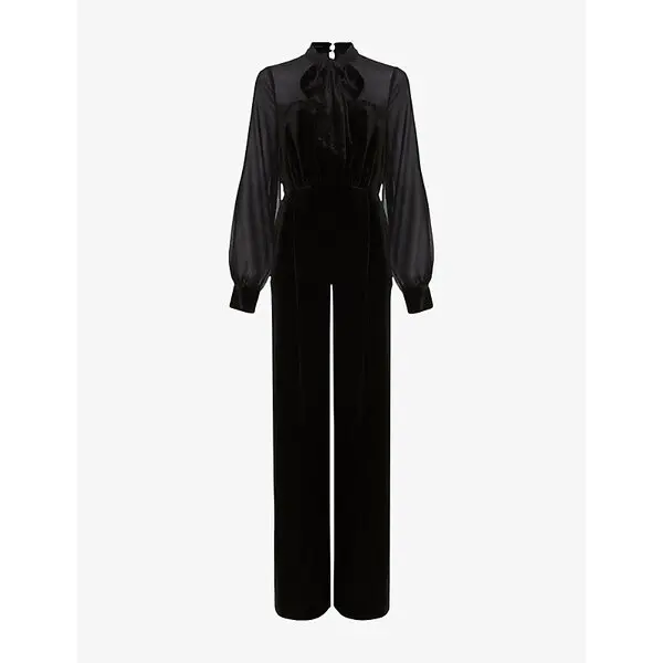 PHASE EIGHT Petite Tie-neck Woven Jumpsuit - Black