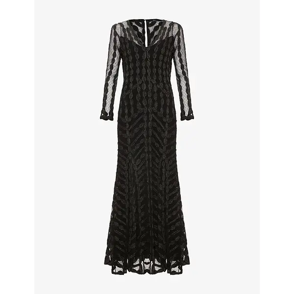 PHASE EIGHT Marie Tapework Mesh Maxi Dress