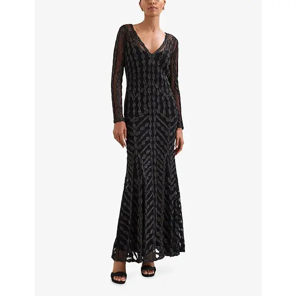 PHASE EIGHT Marie Tapework Mesh Maxi Dress